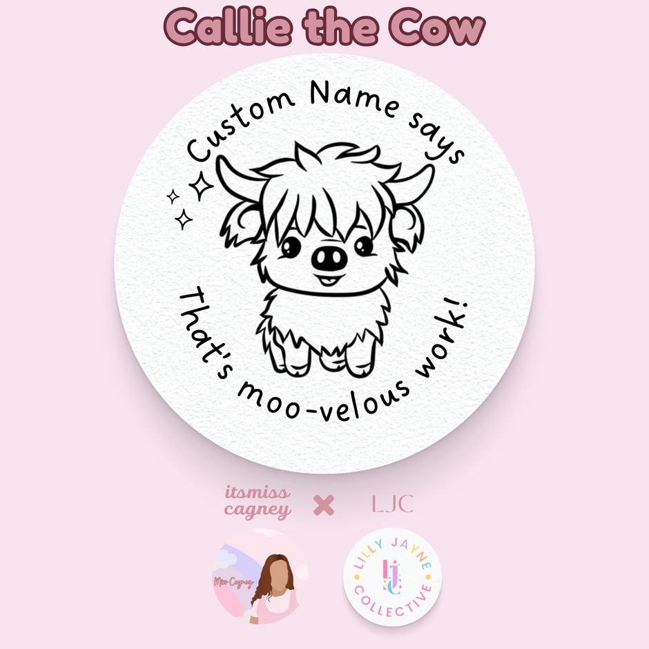 That's Moo-velous work! Personalised Teacher Stamp - Cow